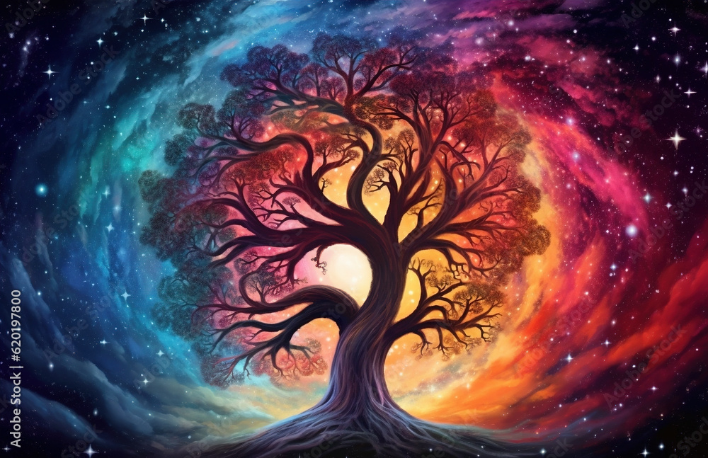 tree of life, abstract art, colorful art represents the power of the ...