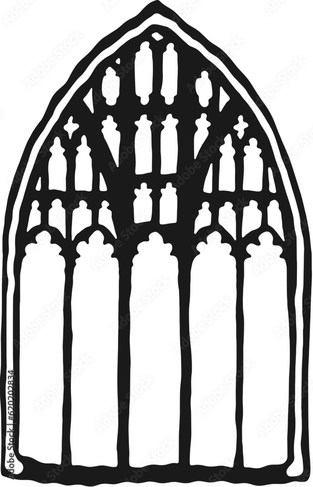 English perpendicular gothic panel window tracery stylized vector ...