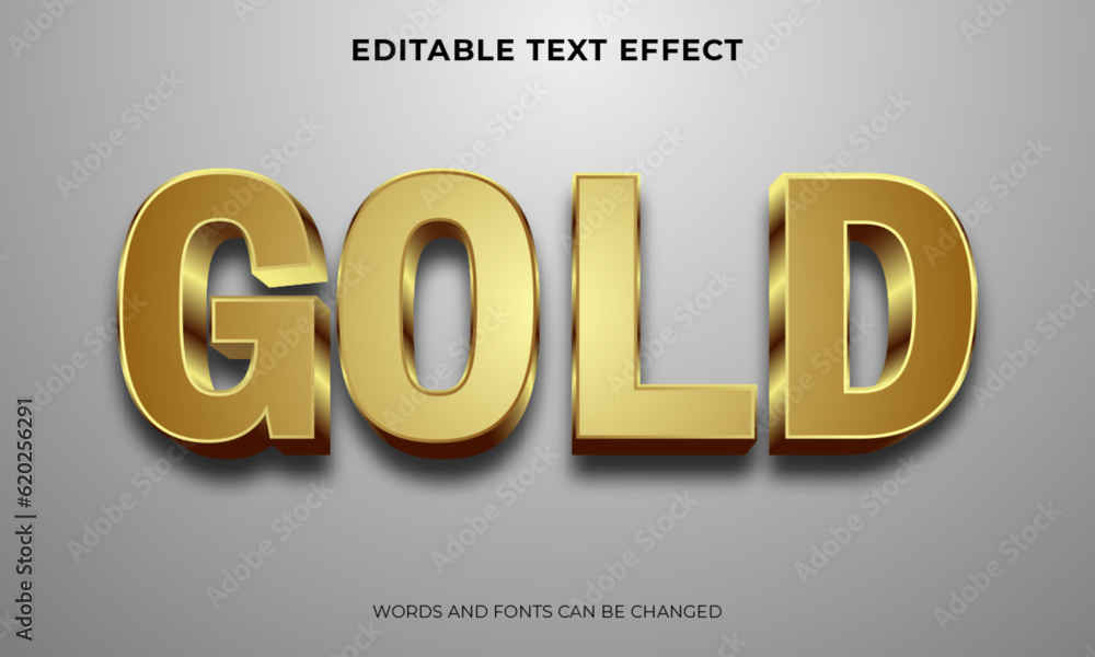 Editable 3d gold text effect Stock Vector | Adobe Stock