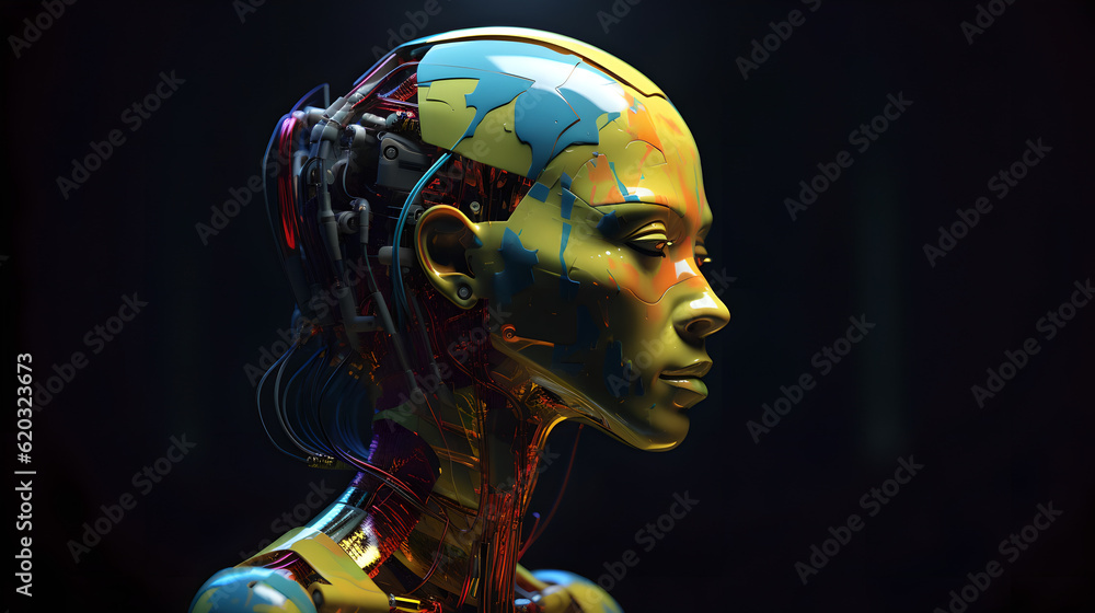 Femme Machina: An Elegant Realistic Robotic Woman Painted in Yellow ...