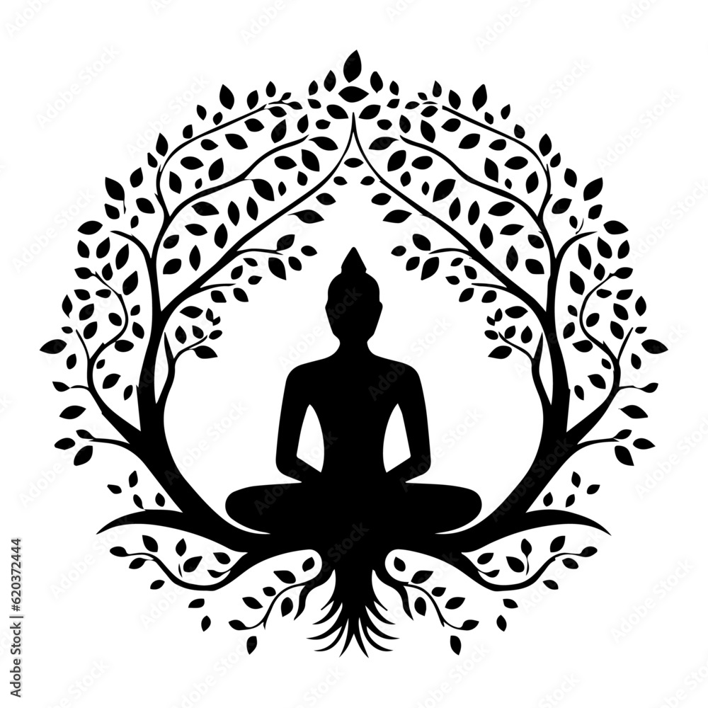 Yoga tree, tree of life, logo, icon, isolated on white background ...