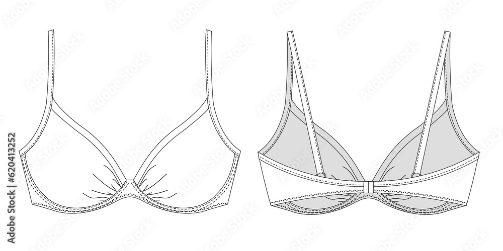 Ilustração Hand drawn woman bikini, technical vector drawing, template ...