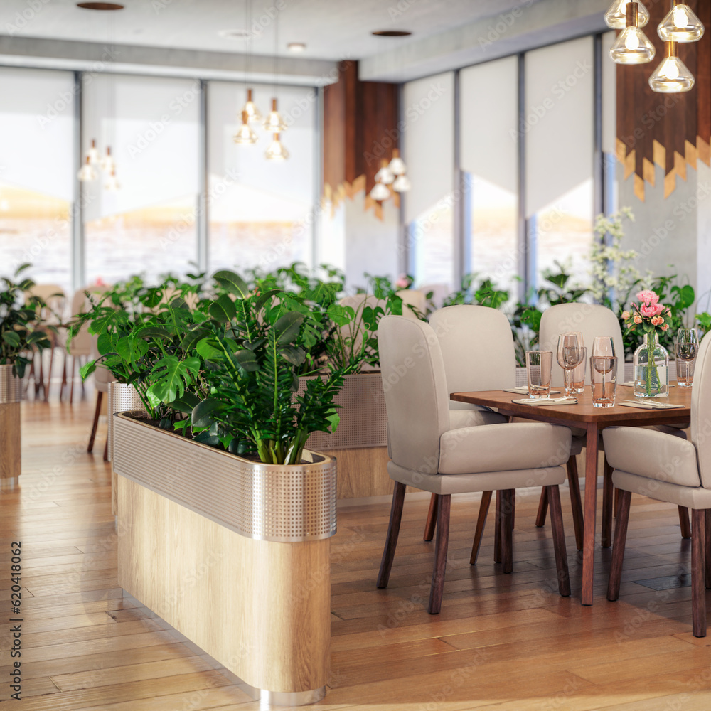 Modern Outlook Restaurant in Natural Interior Design (Detail) - depht ...