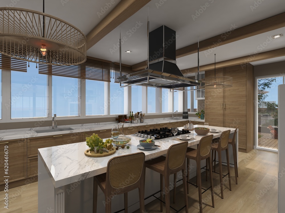 Foto de Stock cocina de estilo colonial . gran isla y zona de lavado ...