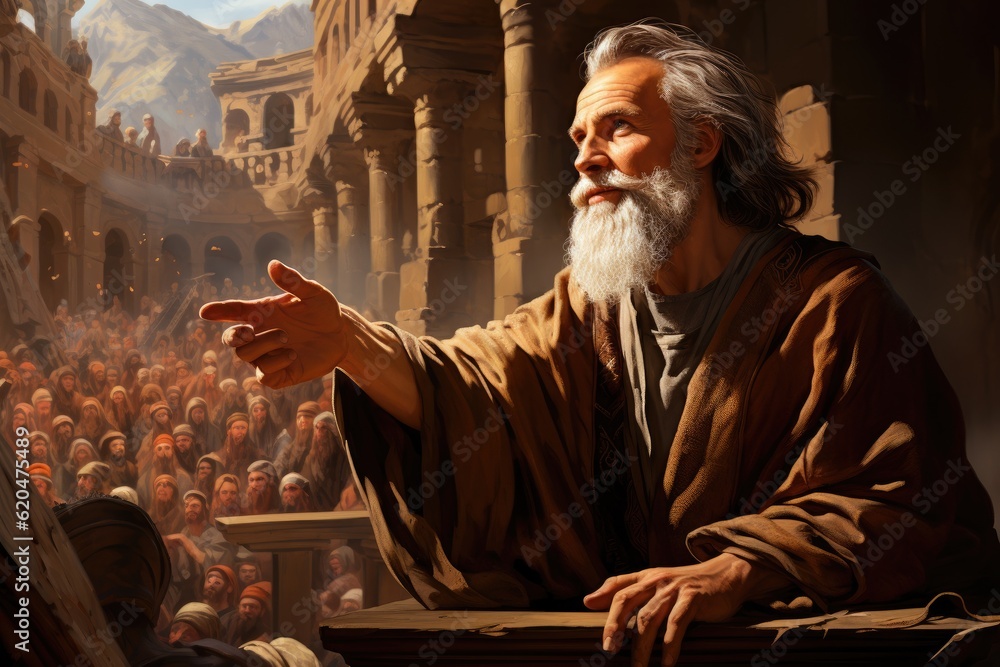 Apostle Paul preaching the gospel to the Jewish and gentiles people Generative AI Illustration ...