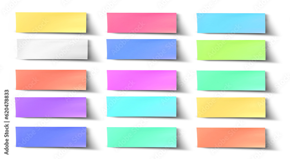 Shaded thin stripes of sticky post-it note paper with shadow . Many ...