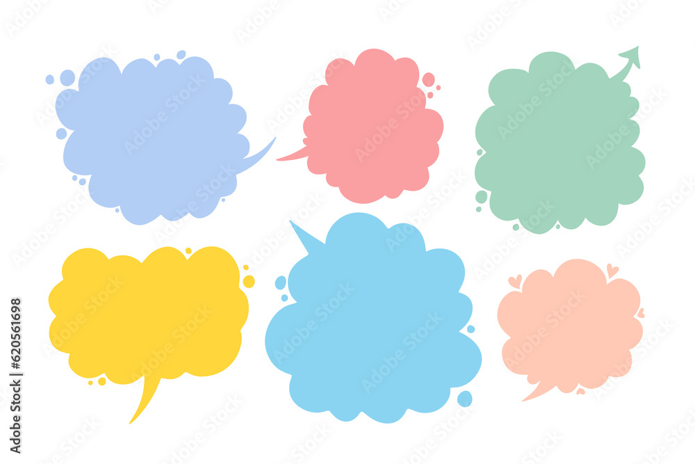 Hand drawn speech bubble vector set. Various shape call out shape ...