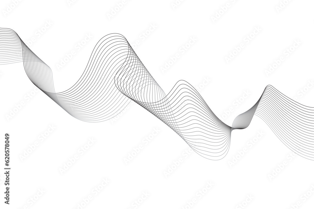 Abstract wave and curved blend lines on transparent background. Sound ...