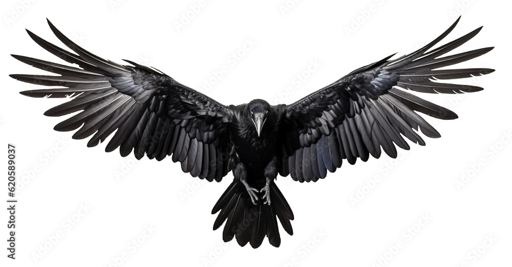 set of raven crow birds with spread wings Stock Photo | Adobe Stock