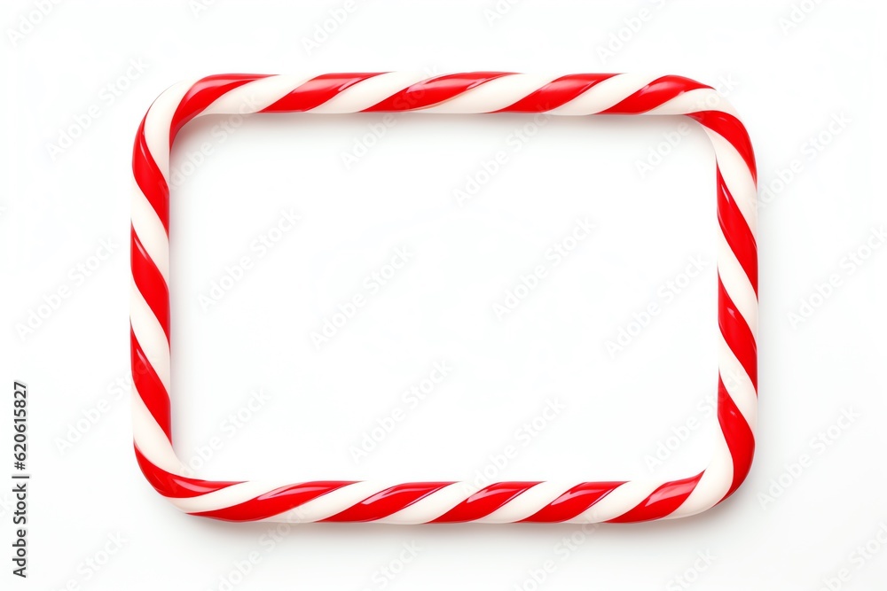 Christmas candy cane square frame with red and white striped. Xmas ...