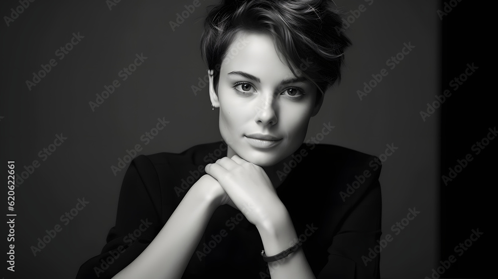 A woman with short, dark hair poses confidently with a slight smirk ...