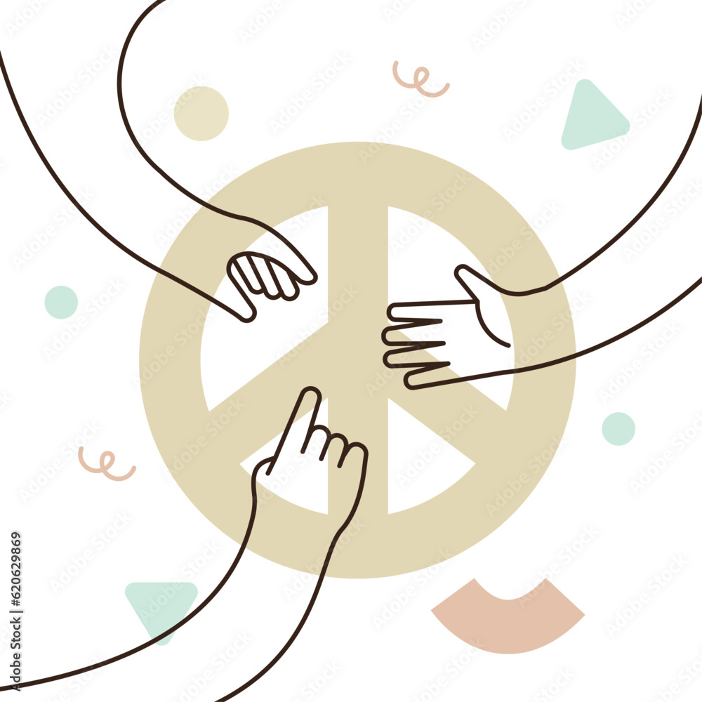 Group of people hands create together the peace symbol vector ...