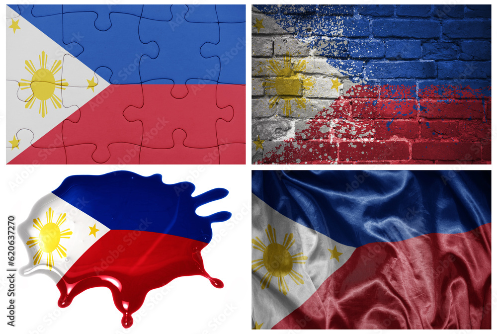 national colorful realistic flag of philippines in different styles and ...