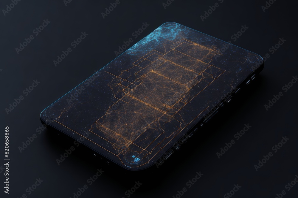 Futuristic smartphone technology background. Digital illustration. 3D ...