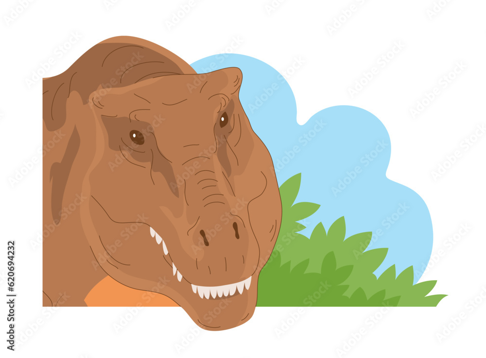 Predatory dinosaur tyrannosaurus rex of the Jurassic period. Portrait ...
