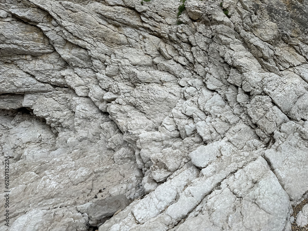 Jurassic coast rock cliff texture view and background. White stone ...