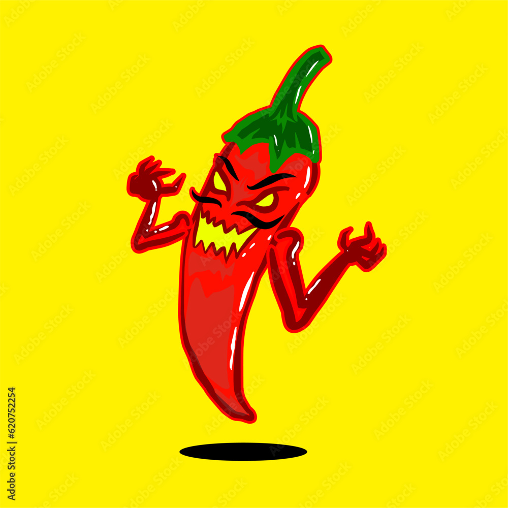terrible red chili with two hands, perfect for mascots, street food ...