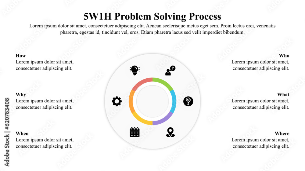 Infographic presentation template of 5W-1H problem-solving method ...