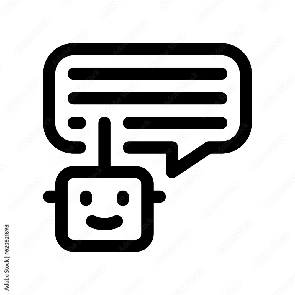 Editable chat bot, smart assistant vector icon. AI technology ...