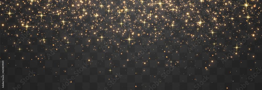 Magical light dust, dusty shine. Flying particles of light. Christmas ...