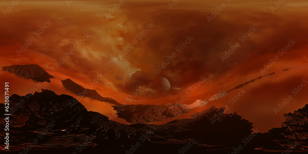 Saturn's moon Titan, VR VR 360 degree space background. equirectangular ...