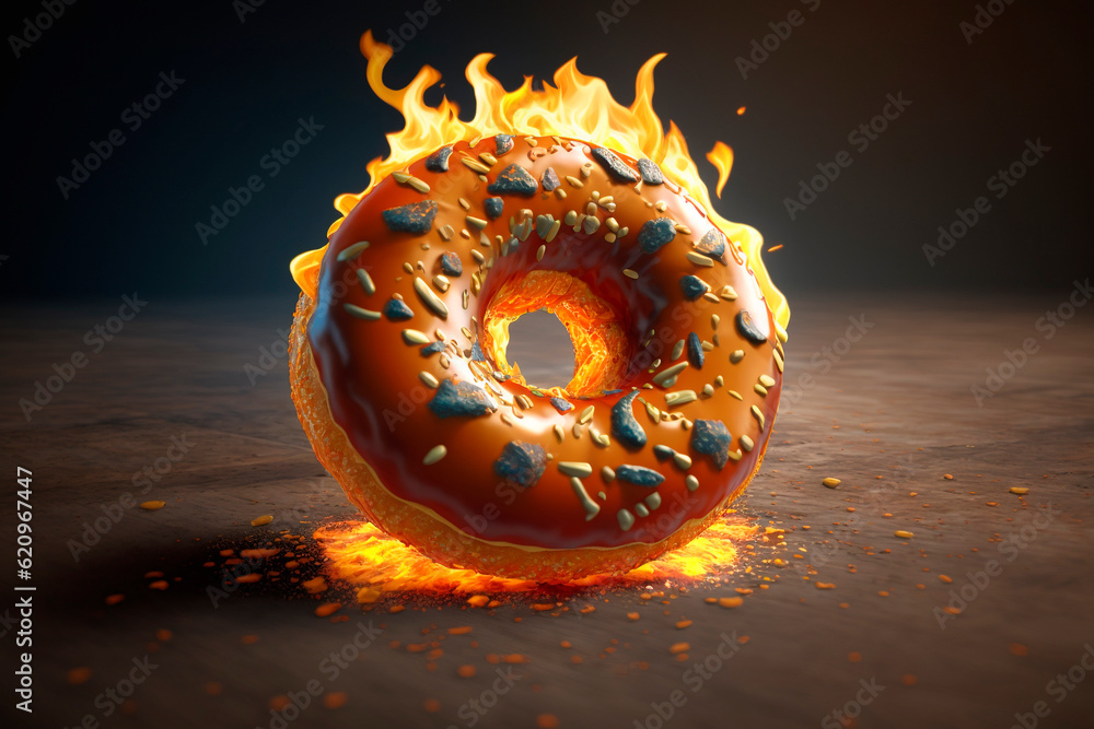 Weight loss concept. Generative AI. Burning Chocolate donut melts from ...