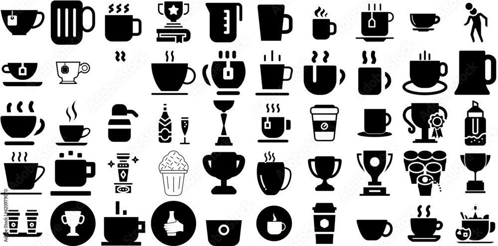 Huge Collection Of Cup Icons Pack Isolated Design Pictograms Icon ...