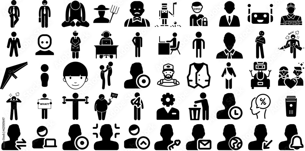 Mega Set Of Man Icons Pack Hand-Drawn Linear Concept Web Icon Workwear ...