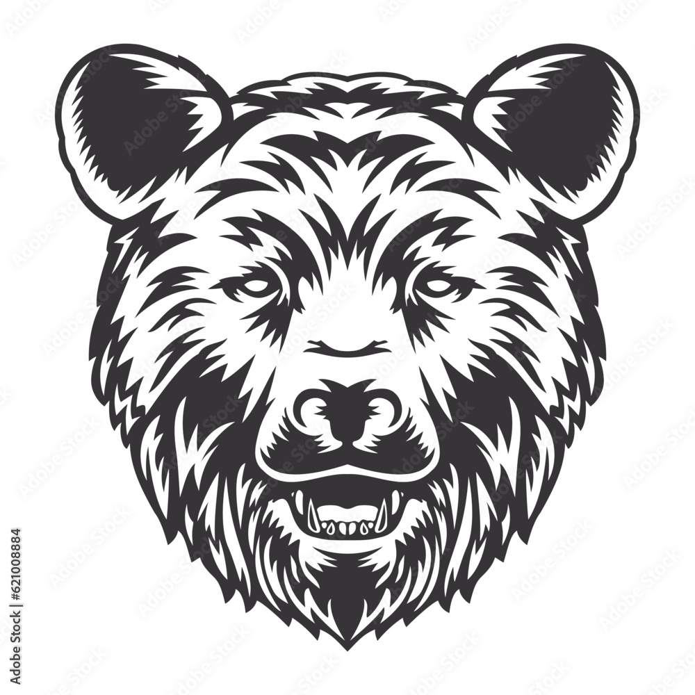 Grizzly bear head design lineart. Farm Animal. Black bear logos or ...