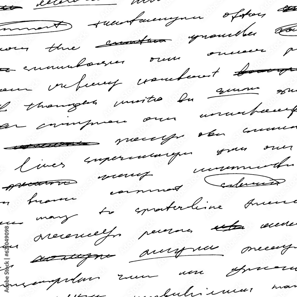 Vector de Stock Seamless pattern with abstract handwritten text. Vector ...