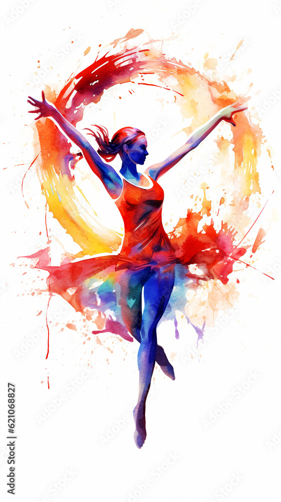 Watercolor abstract representation of rhythmic gymnastics. Rhythmic ...