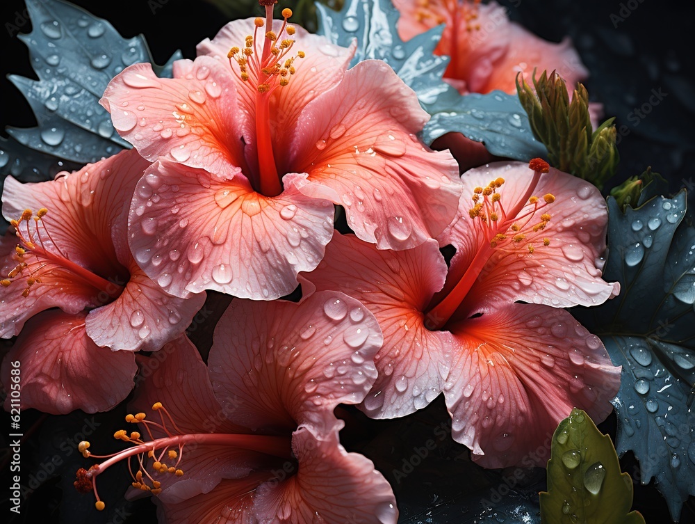 Spectrum of Serenity Amongst the Tropical Foliage, Hibiscus Flowers ...