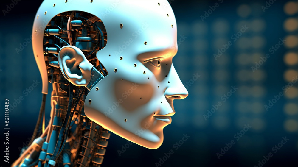 white skin robot, humanoid android robot with artificial intelligence ...
