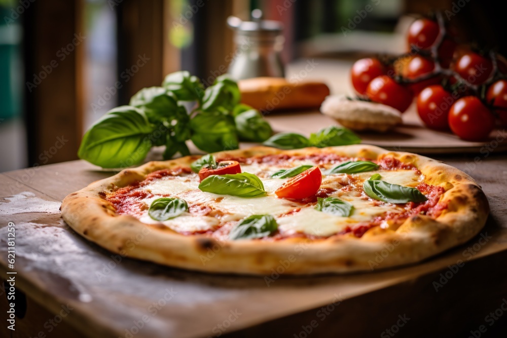 traditionally made Italian pizza, fresh out of the wood-fired oven ...