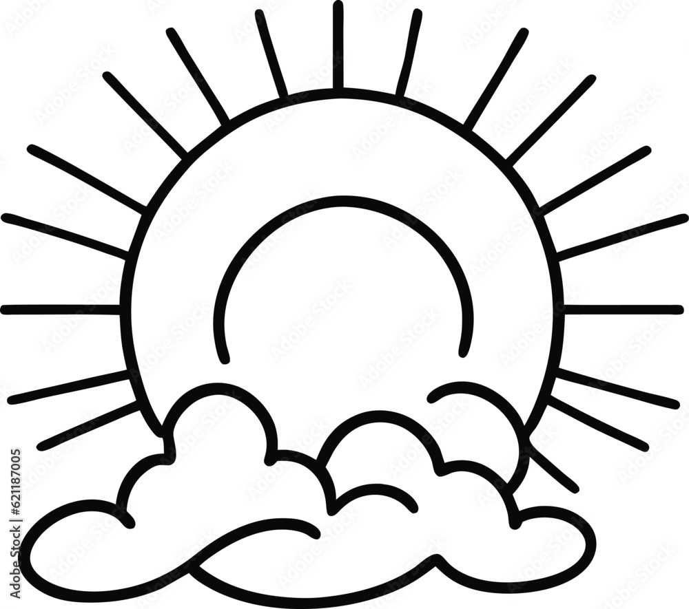 Sun icon black outline drawing or doodle logo sunlight sign symbol ...