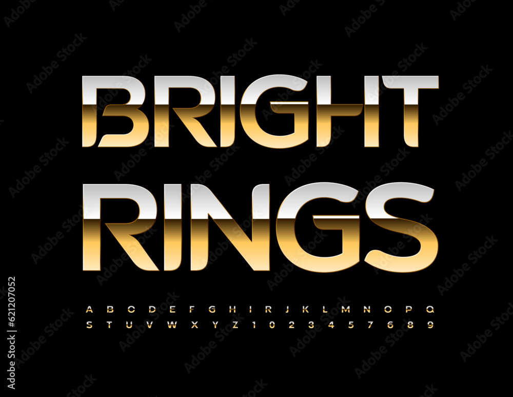 Vector Golden logo Bright Rings. Rich exclusive Font. Stylish Alphabet ...