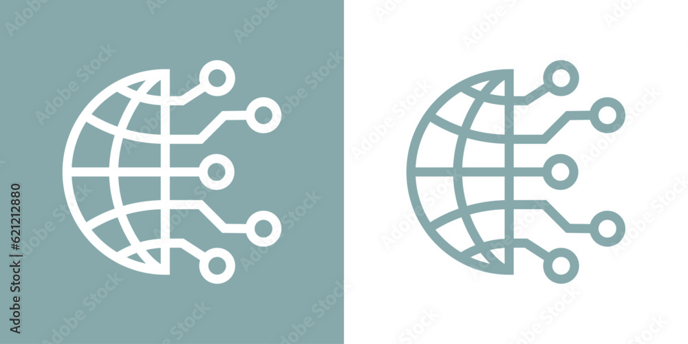 Logo red global. Símbolo de internet. Icono con globo terráqueo lineal ...