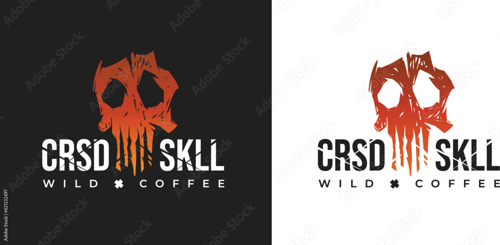 Cursed Skull Wild Coffee Logo variations. Vector illustration Stock ...