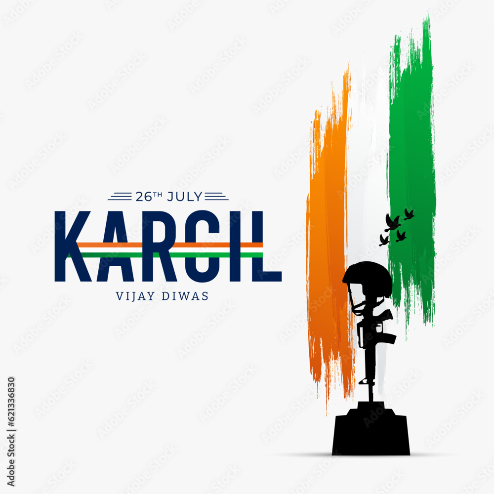 26th July Kargil Vijay Diwas Design Concept With Indian Flag and Army ...