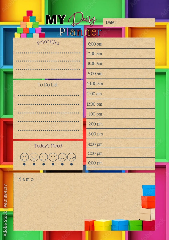 Box planner digital planning insert sheet printable page template Stock ...