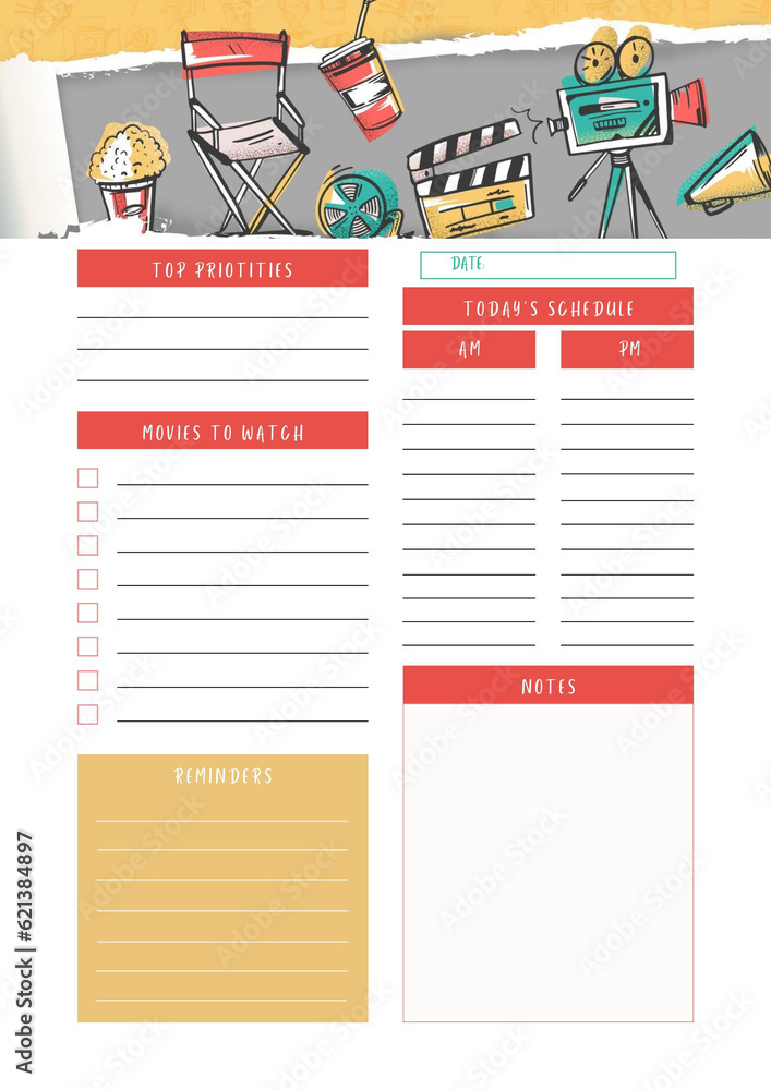 Movie planner digital planning insert sheet printable page template ...
