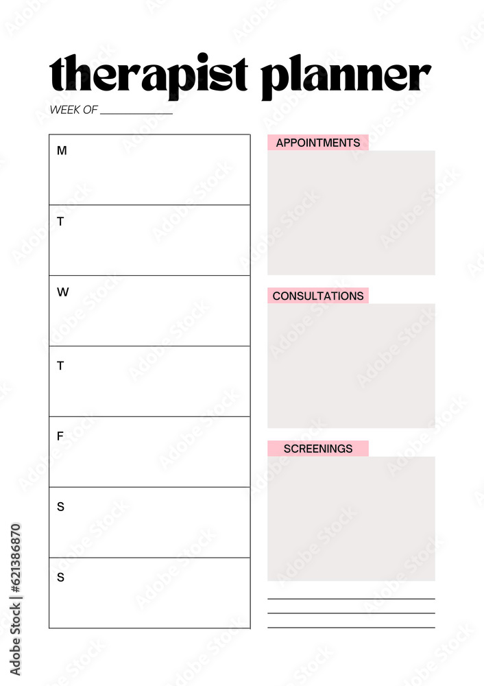 Therapist planner digital planning insert sheet printable page template ...