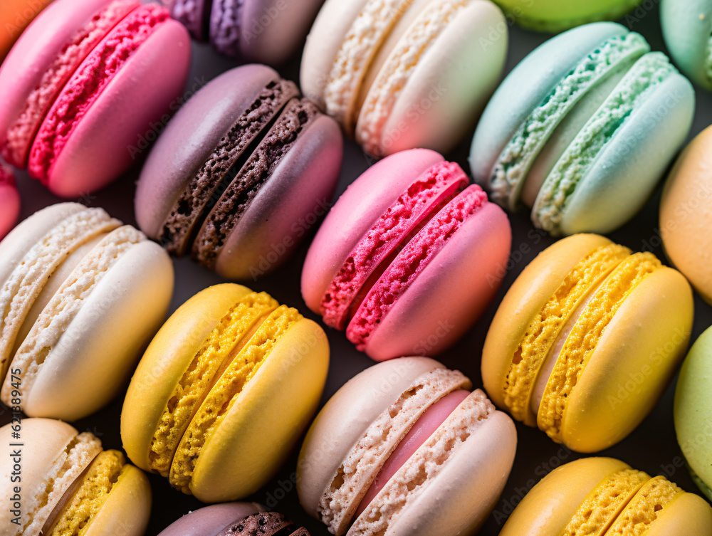 Macarons showcase their delightful colors and tempting textures that ...