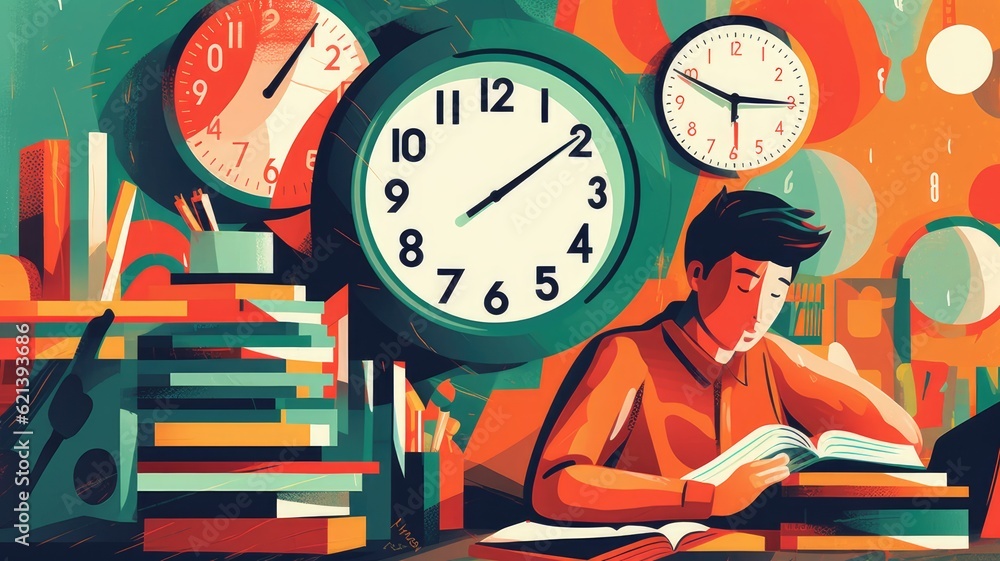 Time management: Images depict individuals using planners, timers, or ...