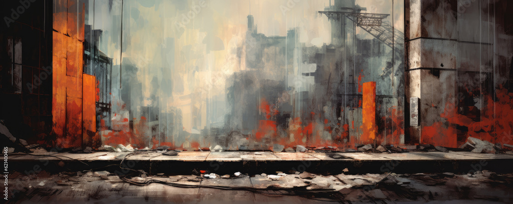 fusion of abstract elements and industrial textures on a gritty ...