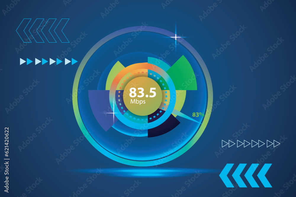 Vector illustration of internet speed test suitable for visualizing ...