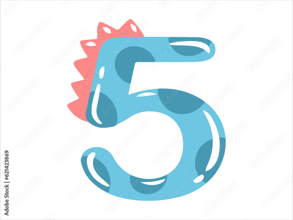 เวกเตอร์ Stock Dinosaur Alphabet Number 5 Illustration | Adobe Stock