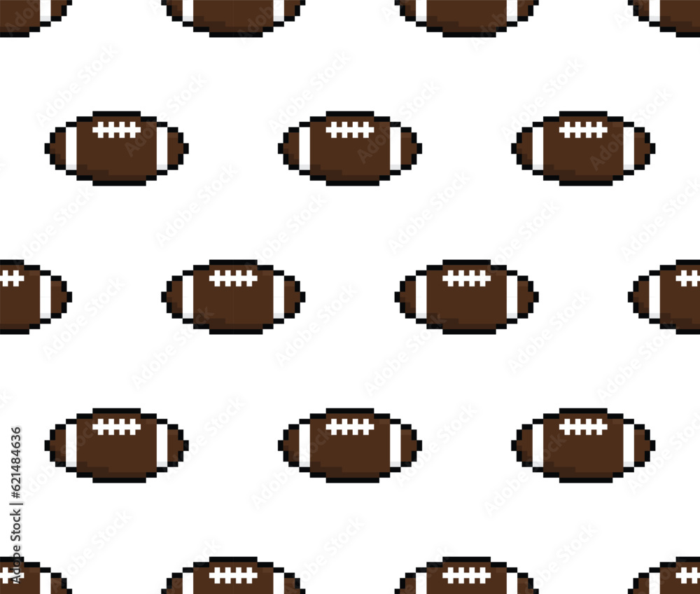 pixel American football ball Seamless Pattern vector soccer background ...