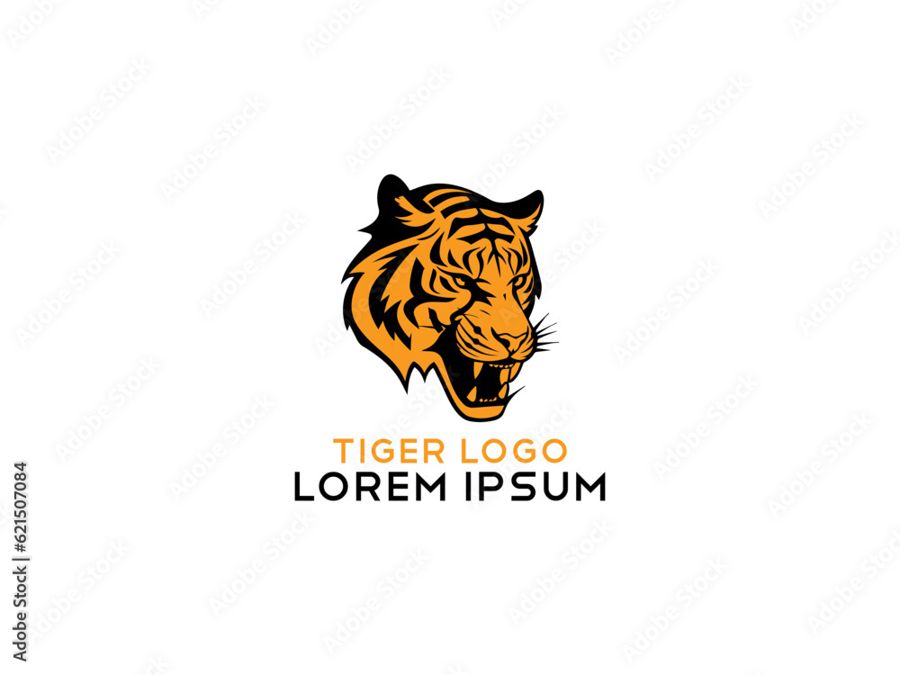 Tiger logo, simple and colorful illustration, transparent background ...