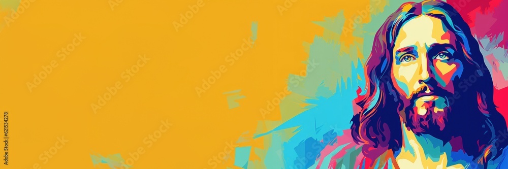 Jesus Christ. Colorful vector illustration of Jesus Christ on a ...